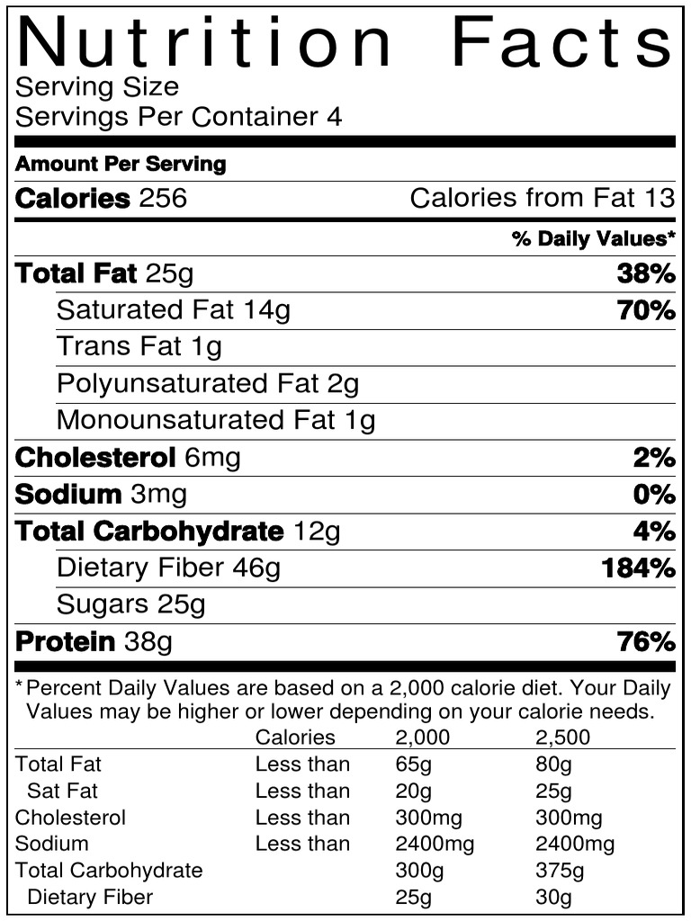 Serving Size Servings Per Container 4: Calories 256 | PDF | Wellness