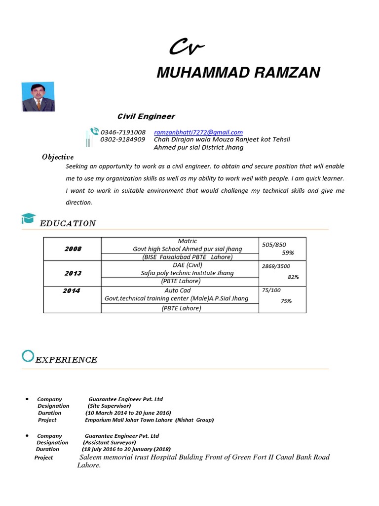 CV Ramzan Bhatti | PDF | Engineering | Business