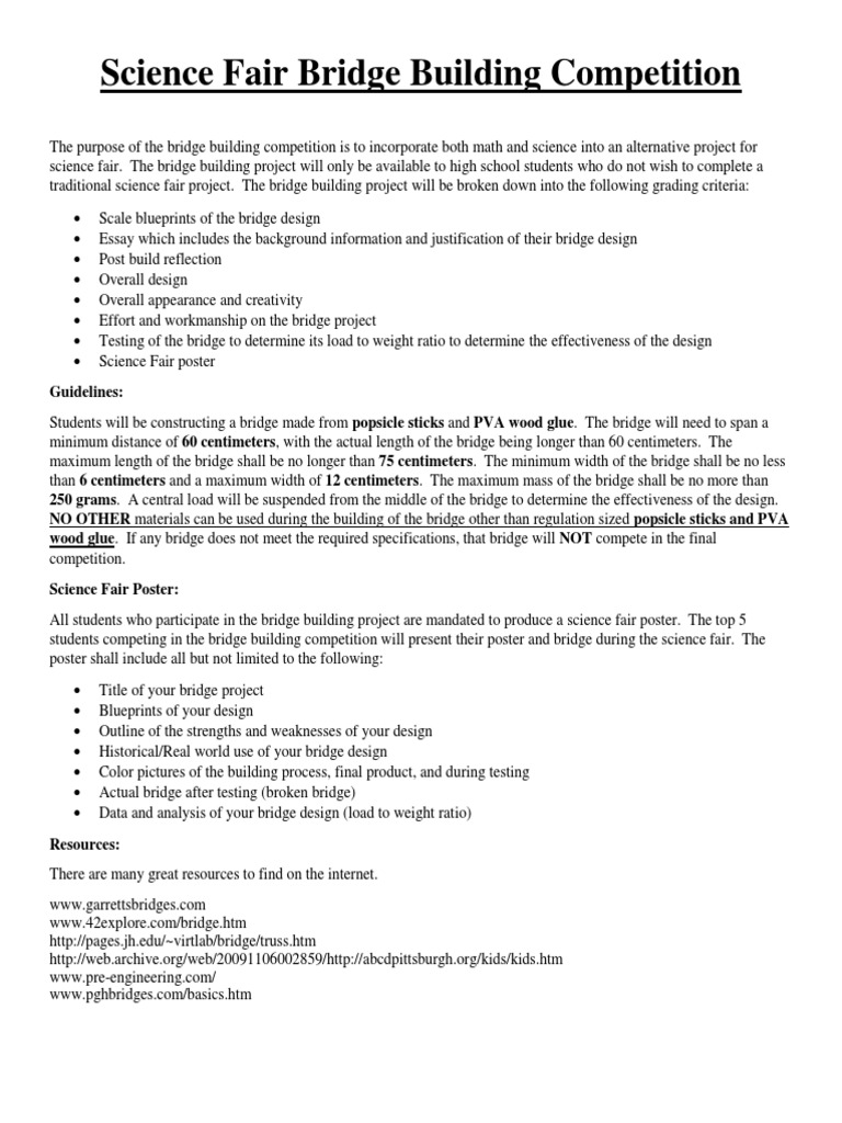 Science Fair Bridge Building Competition | PDF
