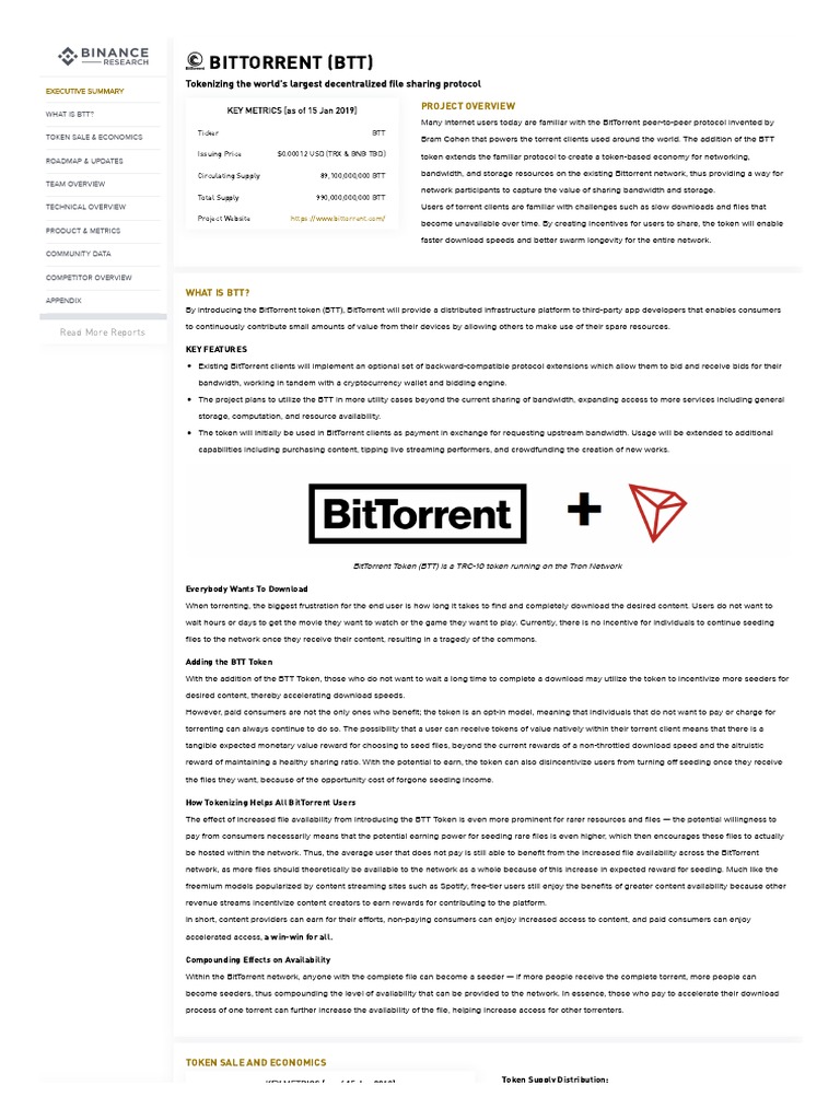Bittorrent (BTT) : Project Overview | PDF | Peer To Peer | Application ...