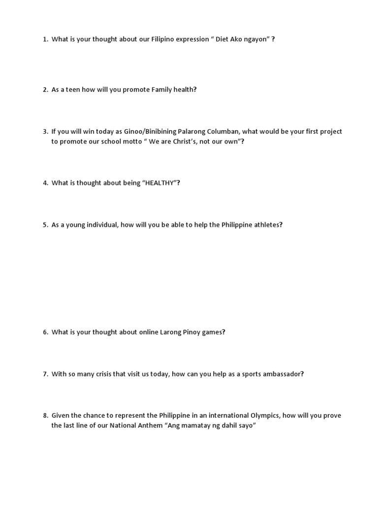Question and Answer Palaro | PDF | Southeast Asia | Philippines