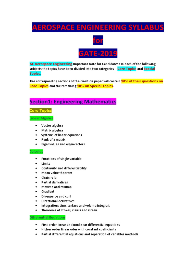 Aerospace Engineering Syllabus | PDF | Flight Dynamics (Fixed Wing ...