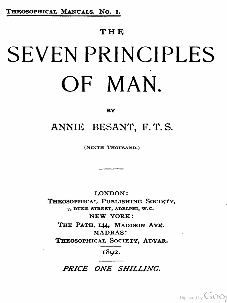 Besant The Seven Principles of Man | PDF