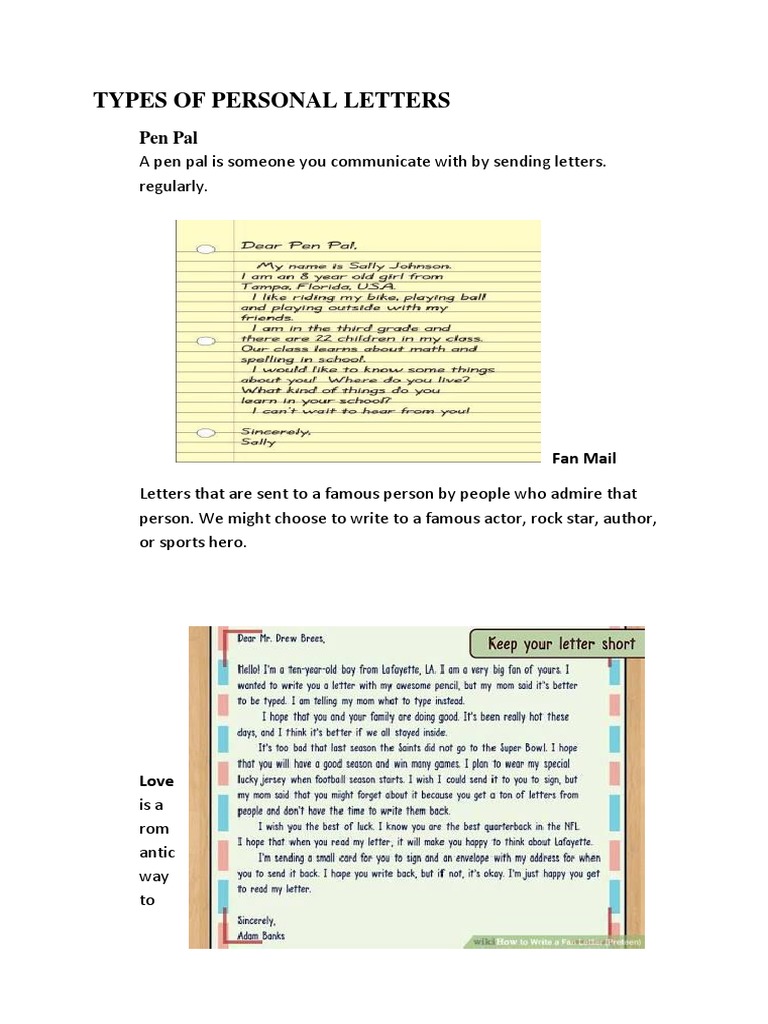Types of Personal Letters | PDF