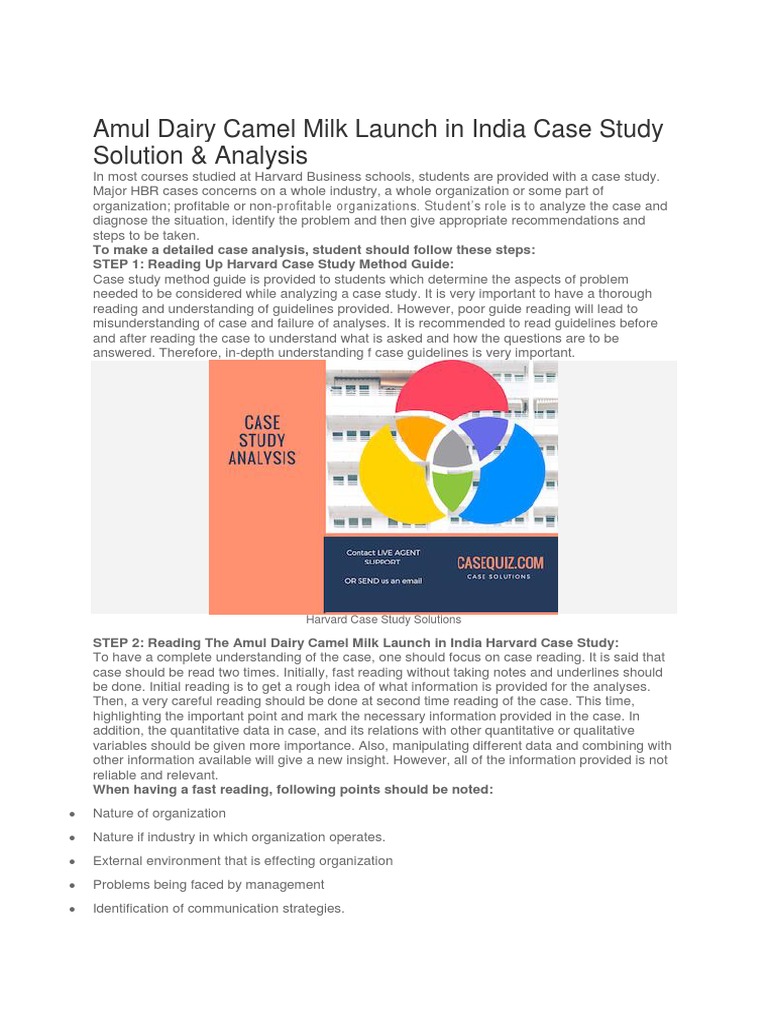 Amul Dairy Camel Milk Launch In India Case Study Solution Pdf Swot