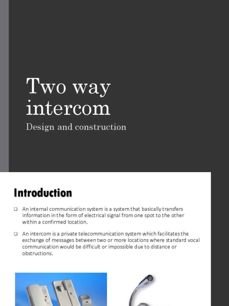 Two Way Intercom: Design and Construction | PDF | Electronic Circuits ...