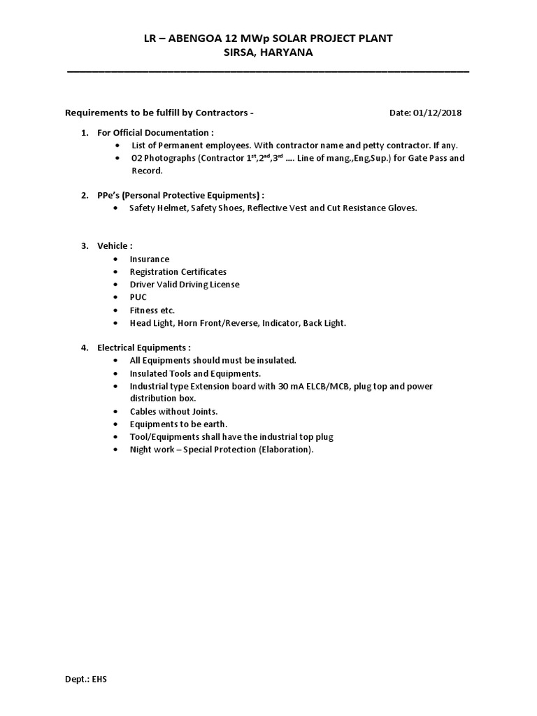 Contractor Safety Agreement | PDF