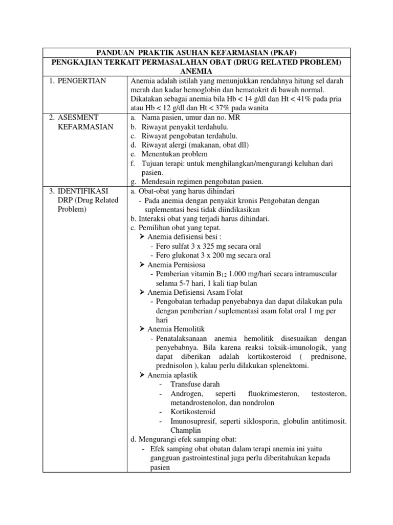 Panduan Praktik Asuhan Kefarmasian Anemia | PDF | Sains & Matematika