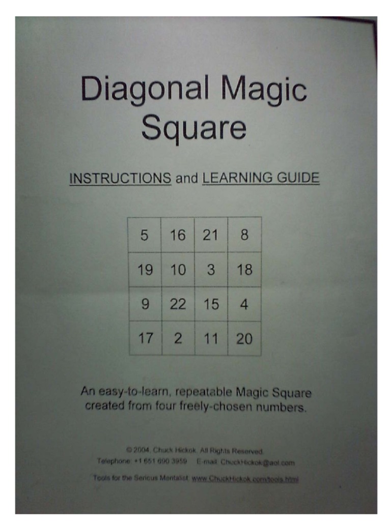 7192 Chuck Hickok - Diagonal Magic Square | PDF