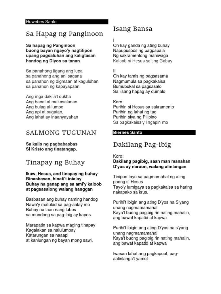 Holy Week Line Up Sngs | PDF