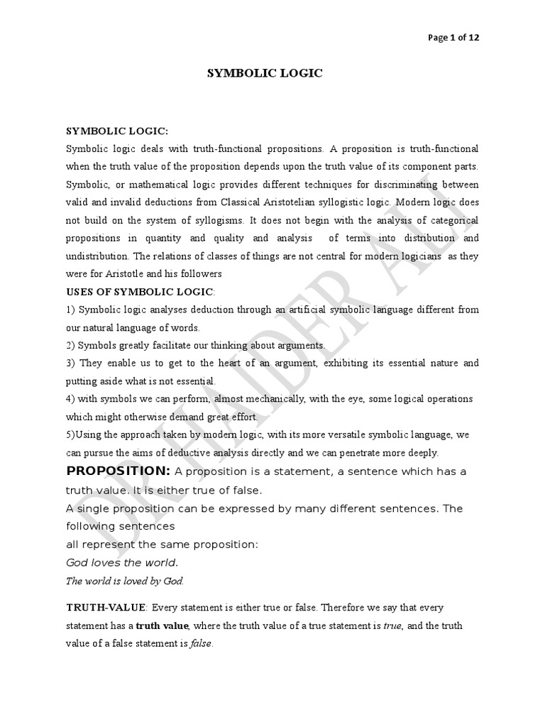 Notes On Symbolic Logic Pdf Logic Proposition
