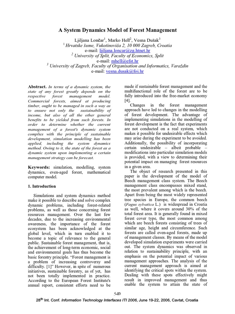 A System Dynamics Model of Forest Management | PDF | Computer ...