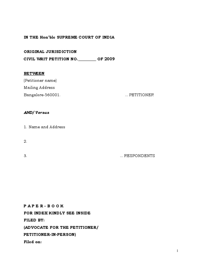 Sample Writ Petiton SC | PDF | Supreme Courts | Affidavit