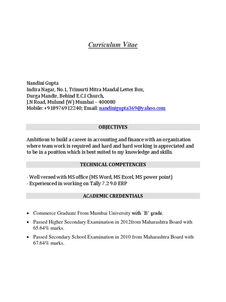 Nandini Resume | PDF