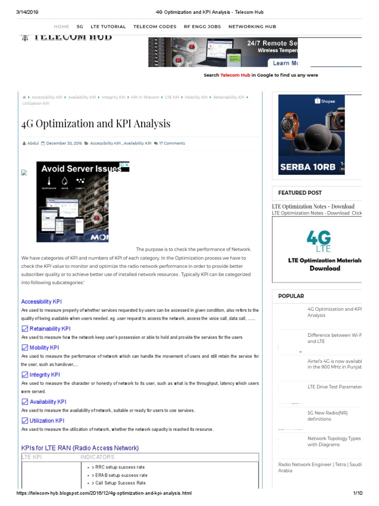4g Optimization And Kpi Analysis Telecom Hub Pdf Lte Telecommunication 4 G