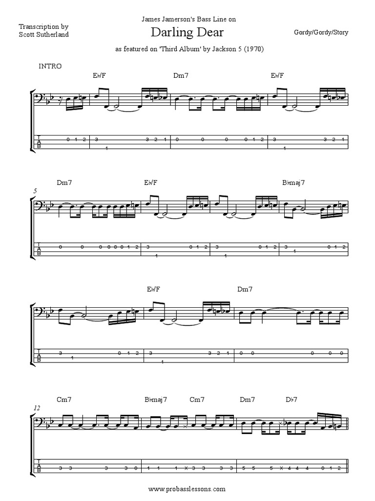 Darling Dear Jackson 5 Bass Transcription PDF | PDF | Leisure