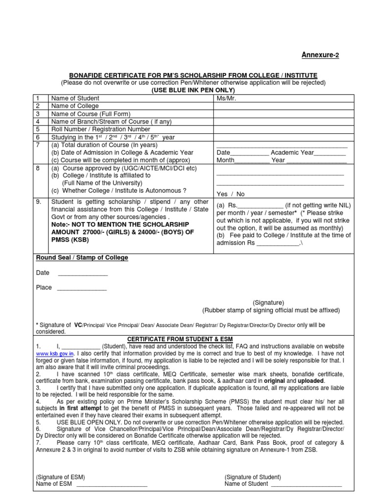 Annexure: Signature of VC Certificate From Student & Esm | PDF | Behavior Modification