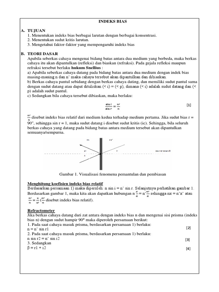 Laporan Praktikum Indeks Bias | PDF | Sains & Matematika