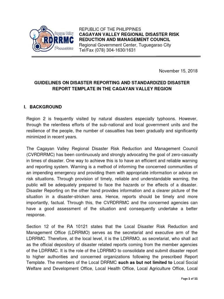 Guidelines On Disaster Reporting | PDF | Infographics | Emergency ...