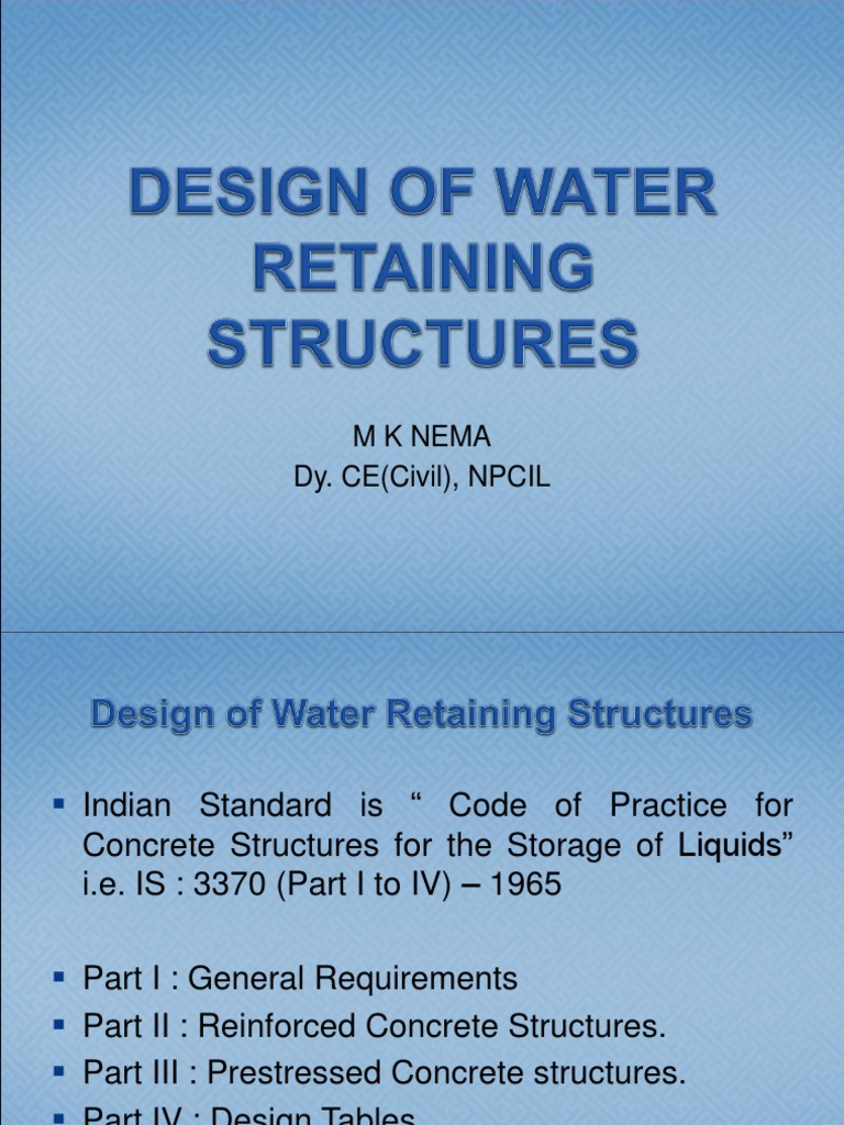 Water Retaining Structure | PDF | Prestressed Concrete | Strength Of ...