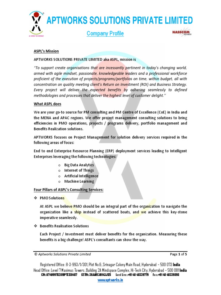 ASPL CII Company Profile | PDF | Project Management | Outsourcing