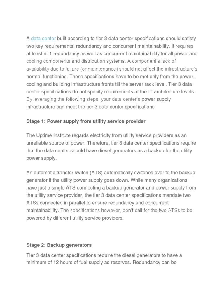 Data Center Requirements | PDF | Data Center | Power Supply