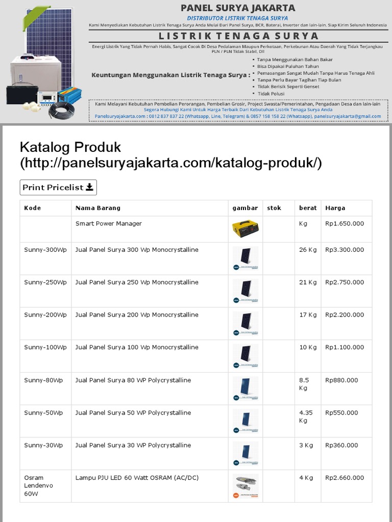 Katalog Produk - Panel Surya Jakarta, Panel Surya Murah, Panel Surya, Harga Panel Surya, Panel ...