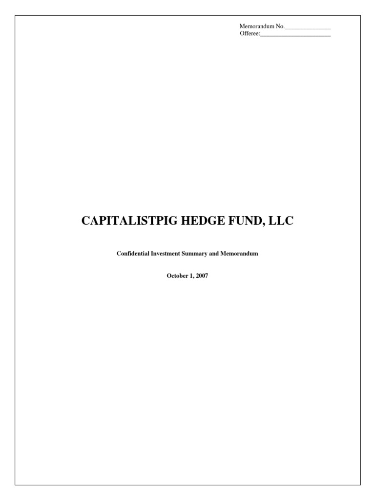 CapitalistPig Hedge Fund Investment Summary | PDF | Investment Fund ...