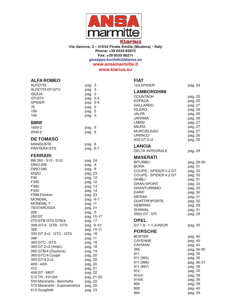 Ansa Marmitte | PDF | Luxury Brands | Rear Wheel Drive Vehicles