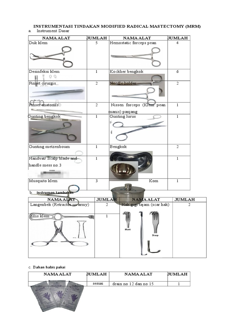 Instrumentasi Tindakan Modified Radical Mastectomy | PDF