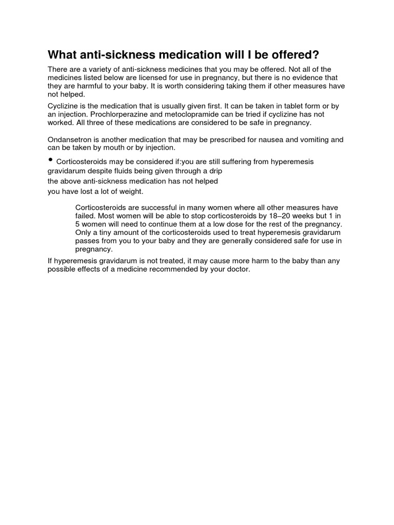 What Anti-Sickness Medication Will I Be Offered? | PDF