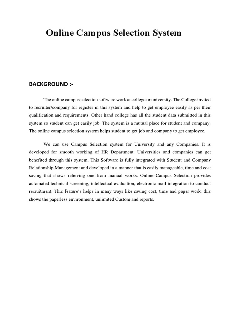 Online Campus Selection System Overview | PDF | Conceptual Model ...