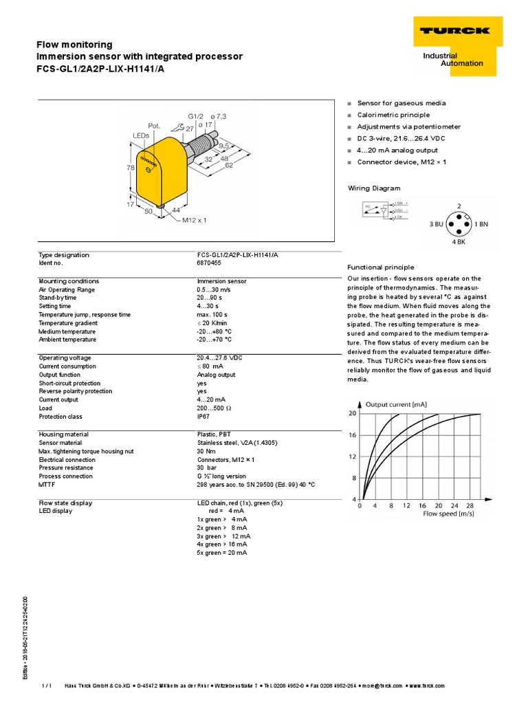 TURCK Flow Transmitter PDF | PDF | Sensor | Temperature