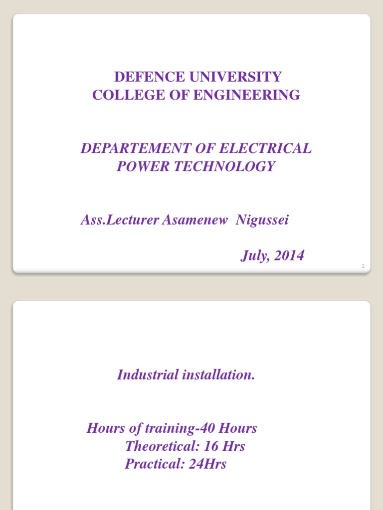 Defence University College of Engineering: Departement of Electrical ...