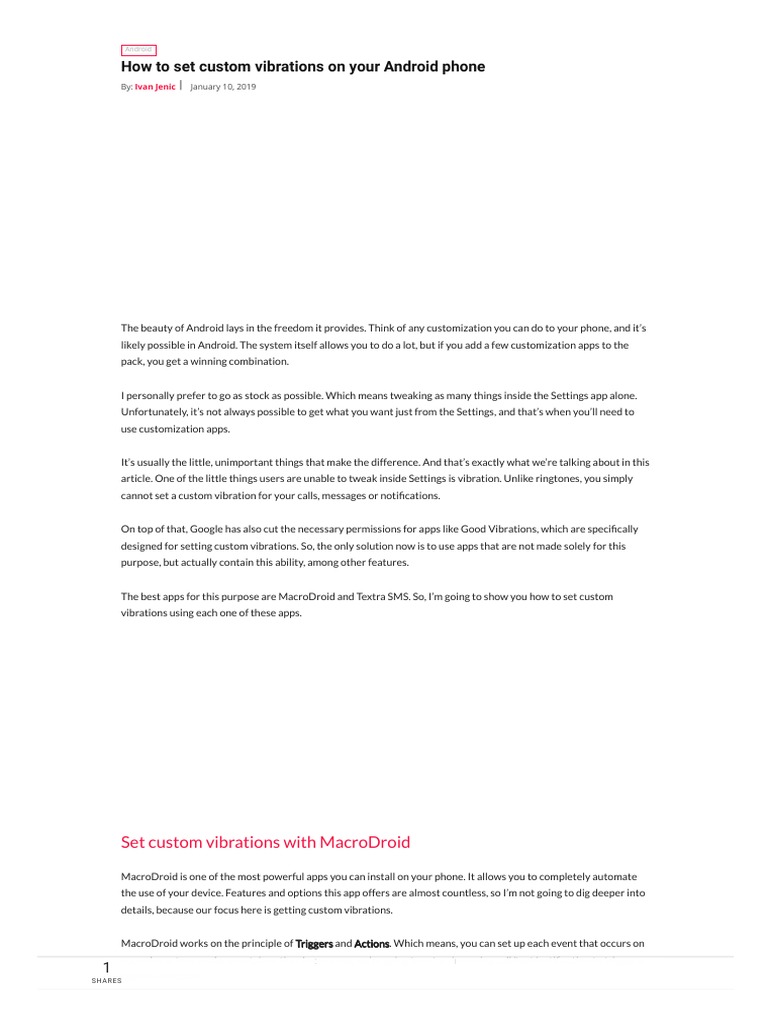Custom Vibration Setup for Android | PDF | Android (Operating System ...