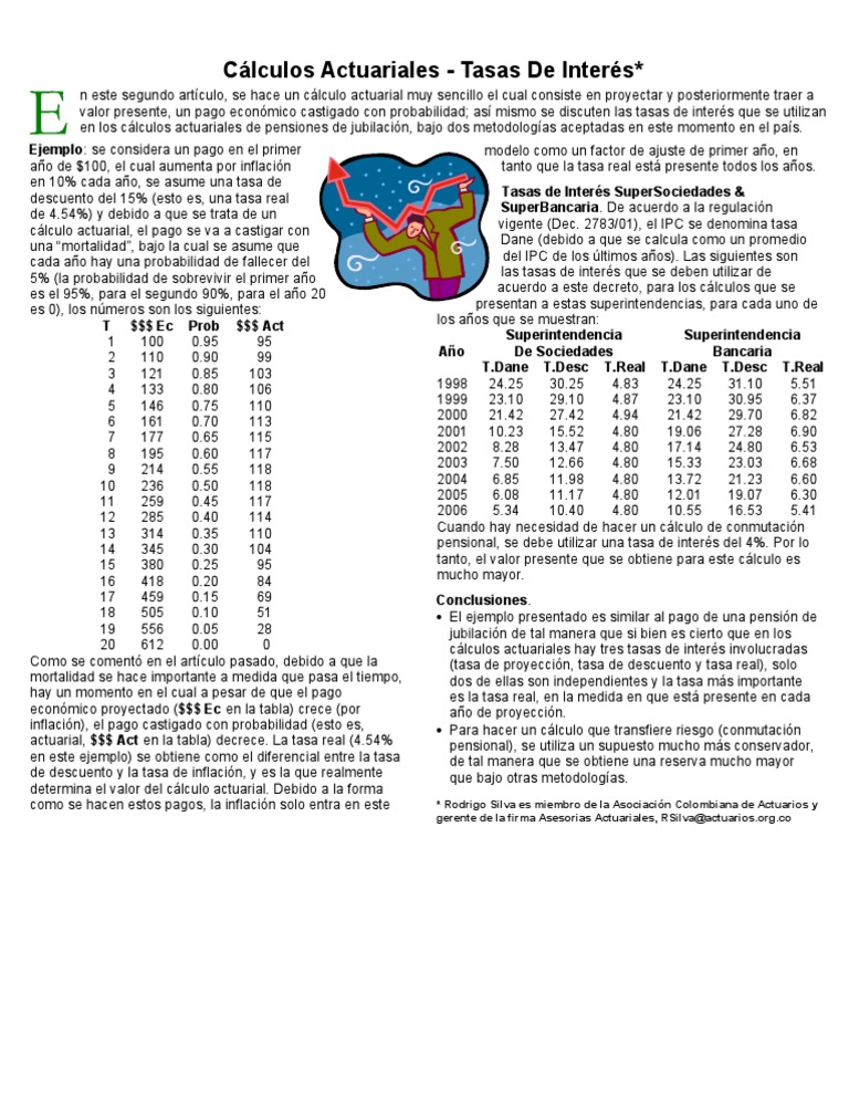 Cálculos Actuariales - Tasas de Interés | PDF | Actuario | Inflación