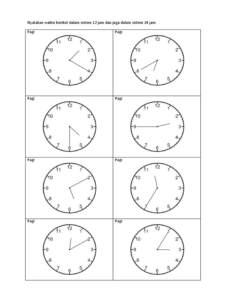 Soal Latihan Membaca Jam untuk Anak | PDF | Griya & Taman