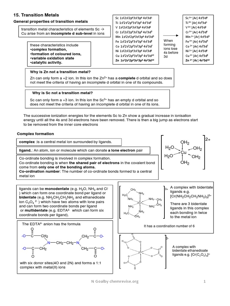 15 Transition Metals Edexcel PDF | PDF | Catalysis | Hydroxide