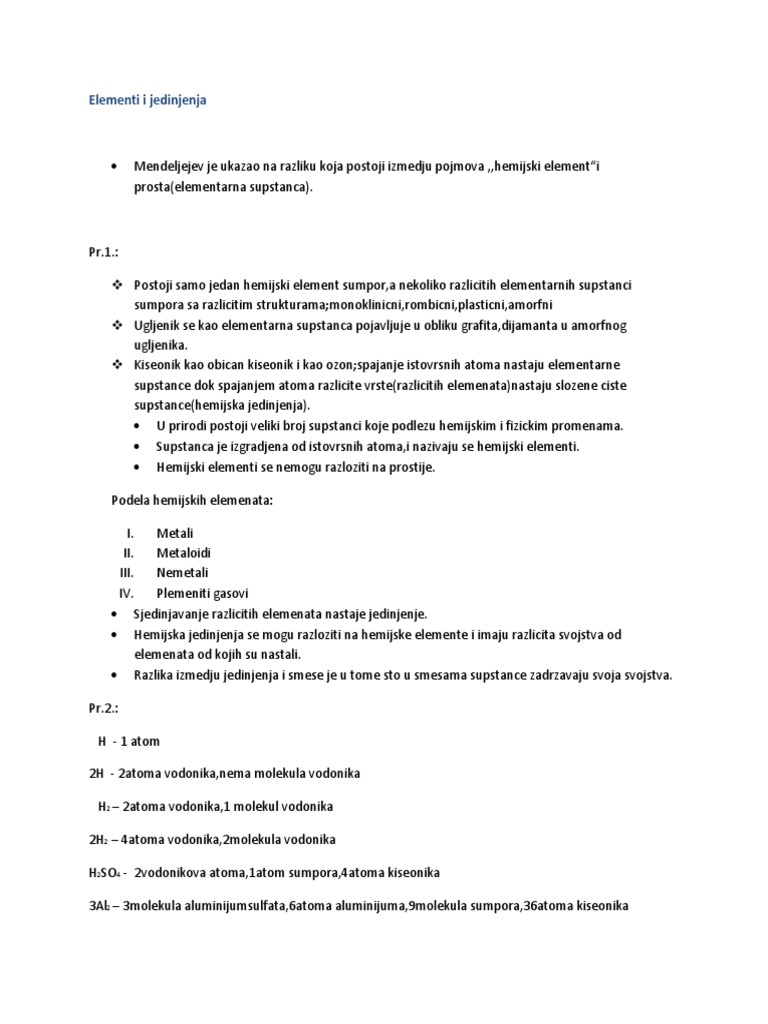 Elementi I Jedinjenja | PDF