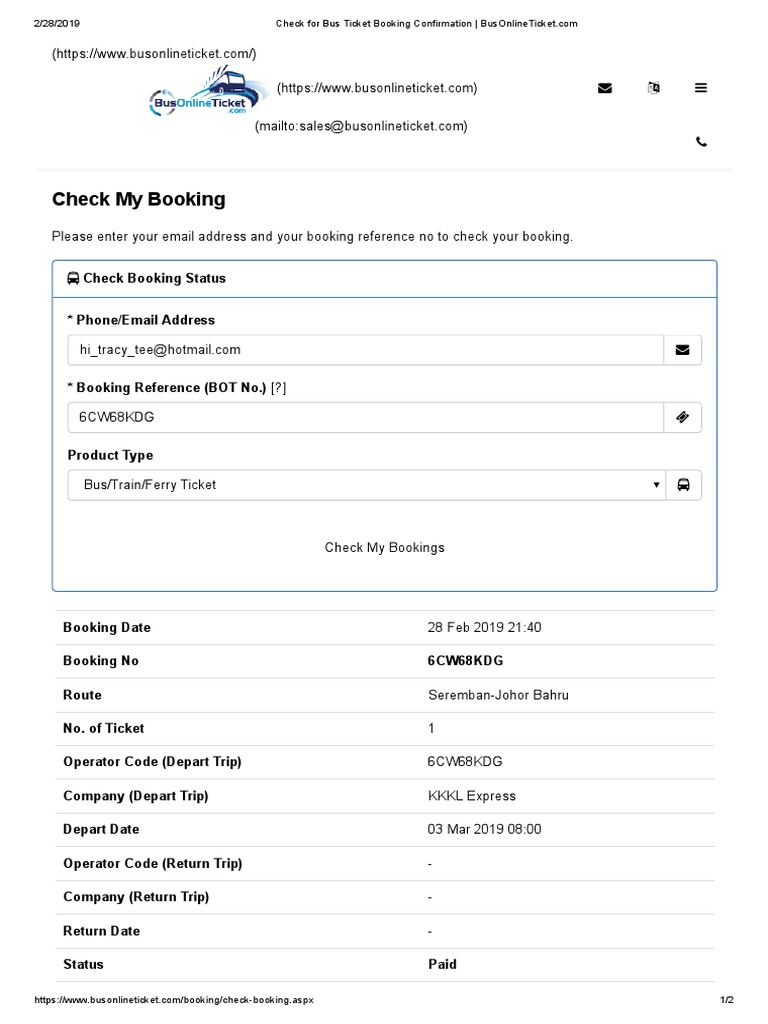 Check For Bus Ticket Booking Confirmation PDF | PDF | World Wide Web ...