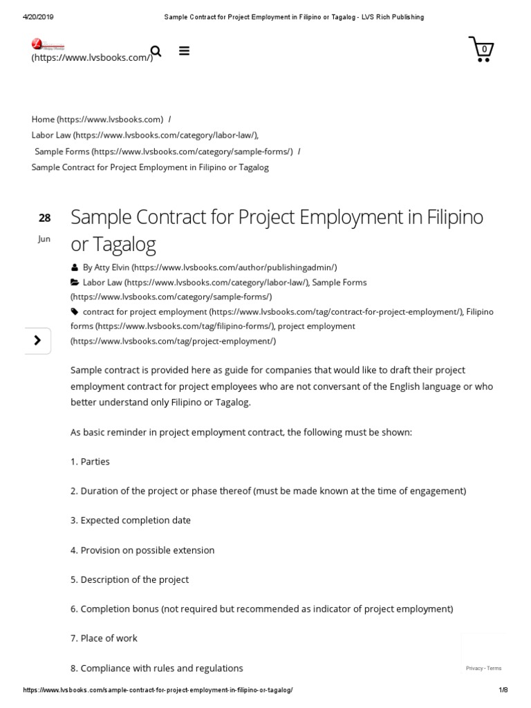 Project Employment in Filipino or Tagalog - LVS Rich Publishing | PDF ...