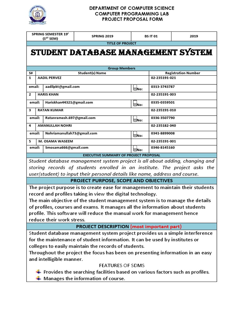 CP Project Proposal | PDF | Databases | Computer Programming