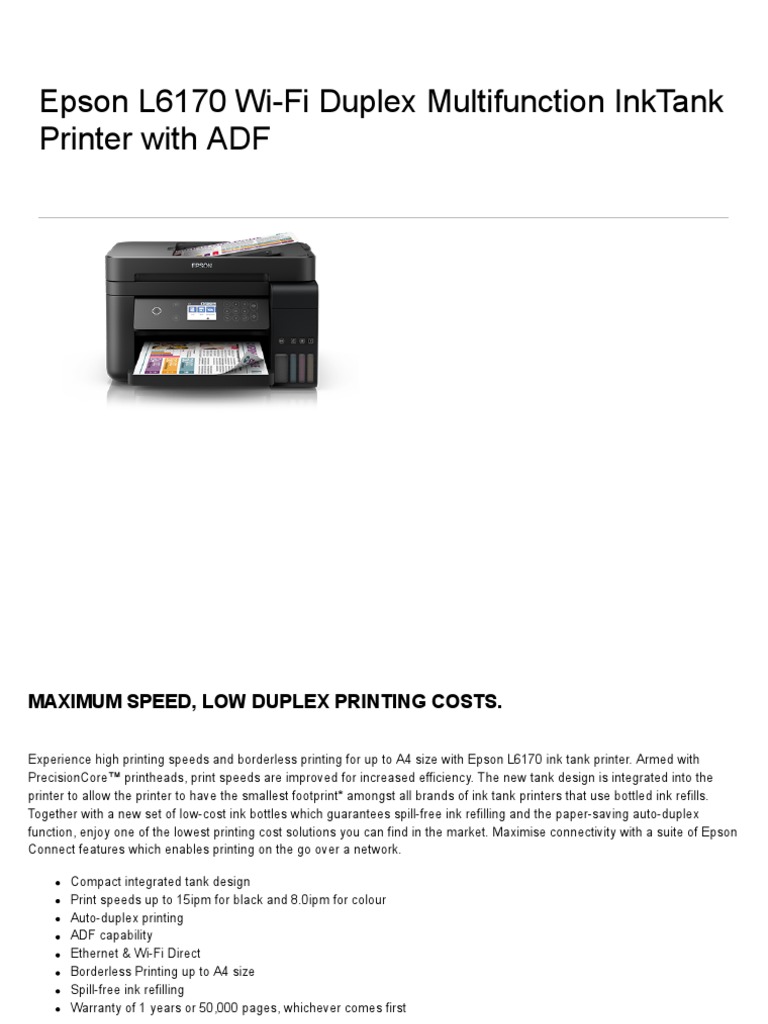 Epson L6170 | PDF | Image Scanner | Printer (Computing)