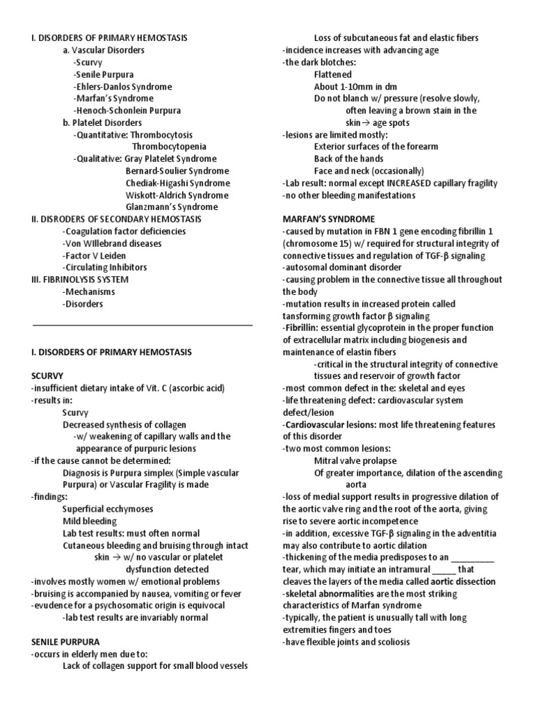 Hema Primary Disorders | PDF | Platelet | Thrombosis