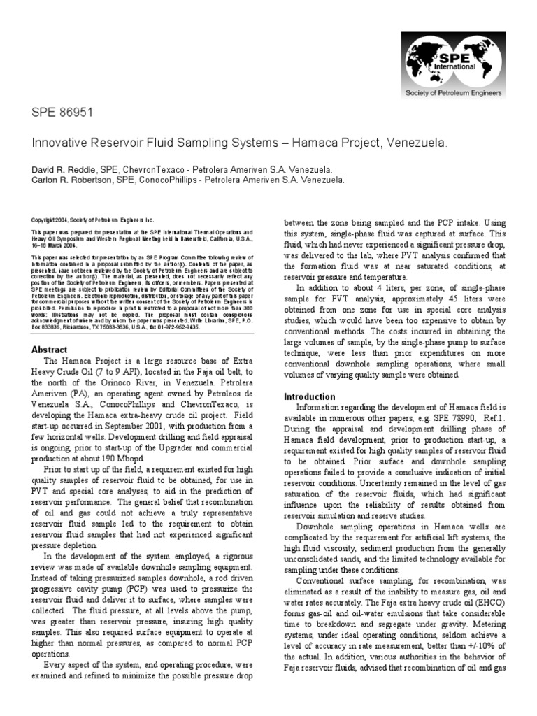 Paper Heavy Oil Sampling | PDF | Petroleum Reservoir | Pump