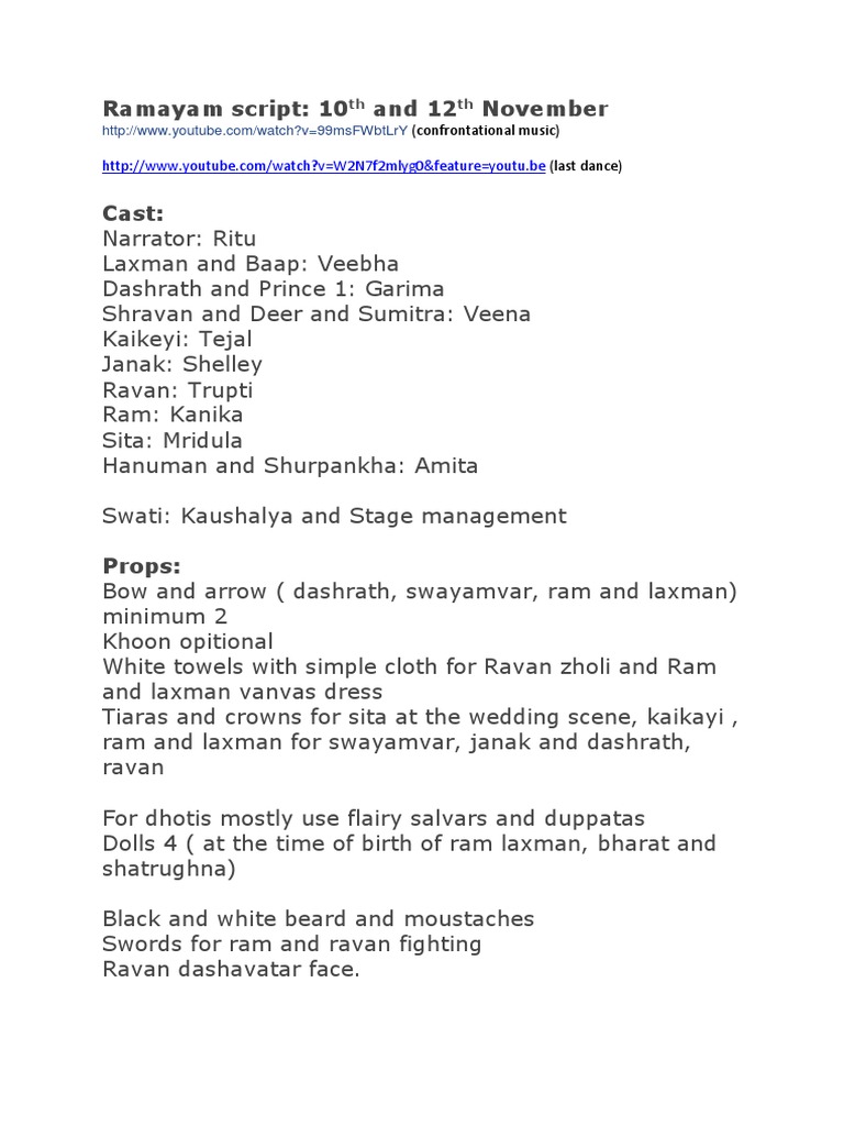 Ramlila Script-2012-10-23 | PDF | Rama | Sita