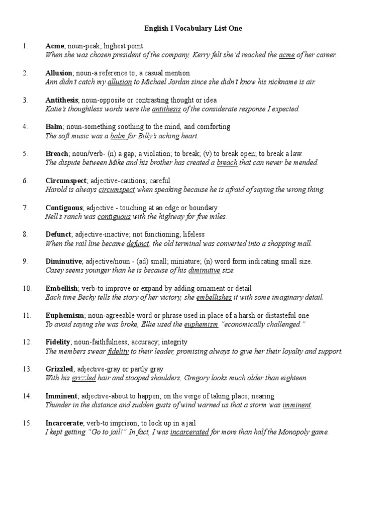 9th Grade SAT Vocabulary List | PDF | Verb | Adjective