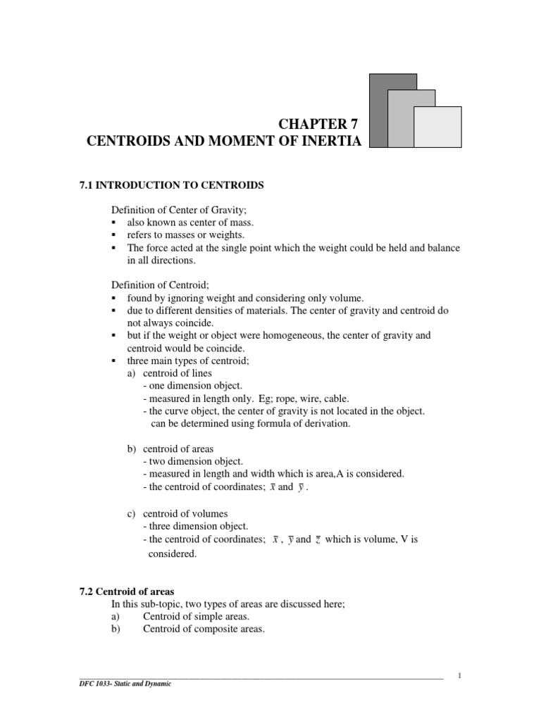 CHAPTER 7-Centroid Inertia | Download Free PDF | Area | Center Of Mass