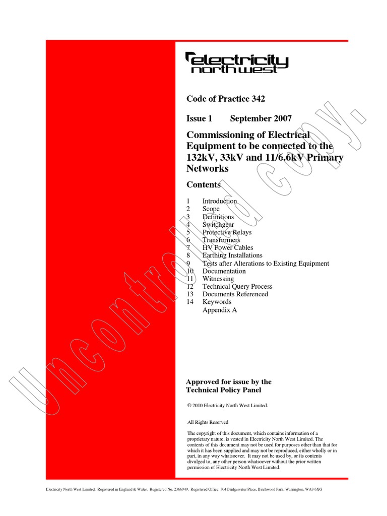 C p342 Commissioning of Electrical Equipment On 132kv 33kv 11kv and 6 ...