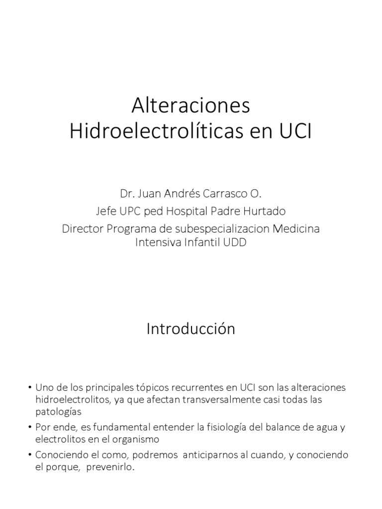 Alteraciones Hidroelectrolíticas en UCI | PDF | Sodio | Potasio